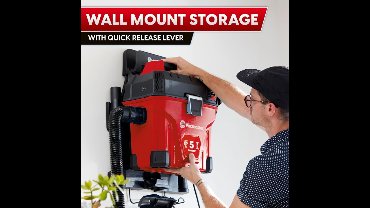 Vacmaster 5-Gallon* 5 Peak HP† Remote Control Wall Mount Wet/Dry Vac ...