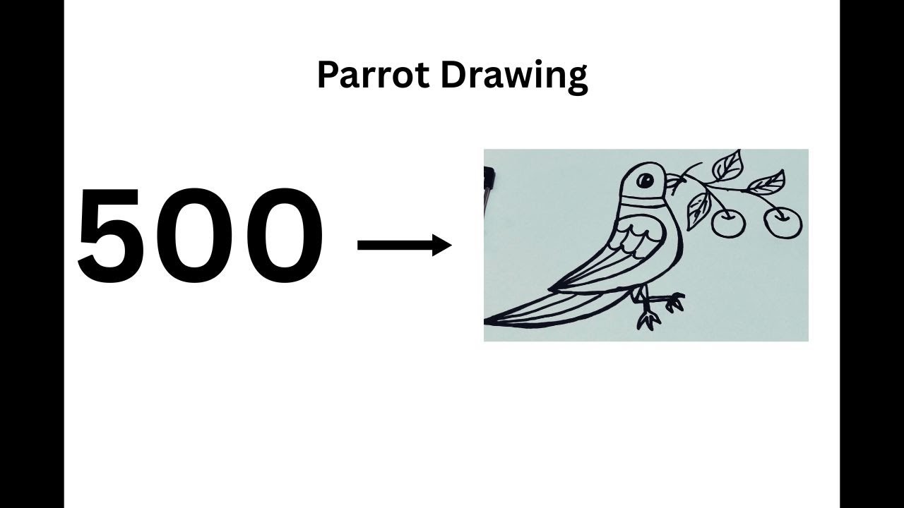 How to draw parrot drawing from number 500|| Parrot Drawing Easy|| kuch ...