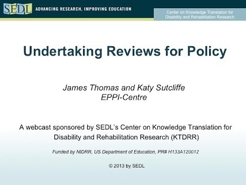 [Webcast 8] EPPI-Centre: Undertaking Reviews for Policy - YouTube