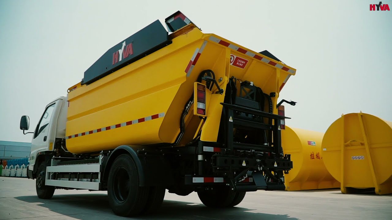 HYVA Electric garbage collector truck - YouTube