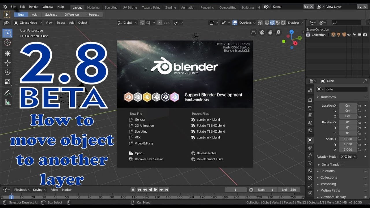 Blender 2.80 Beta_How to move object to another layer_short video - YouTube