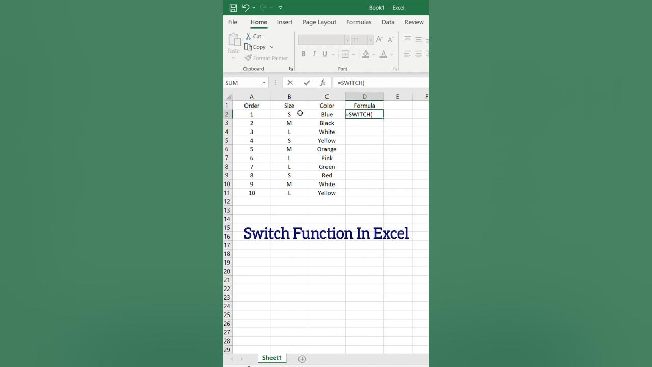 Excel Switch Function Excel Function Tutorial Excel Tutorial Videos