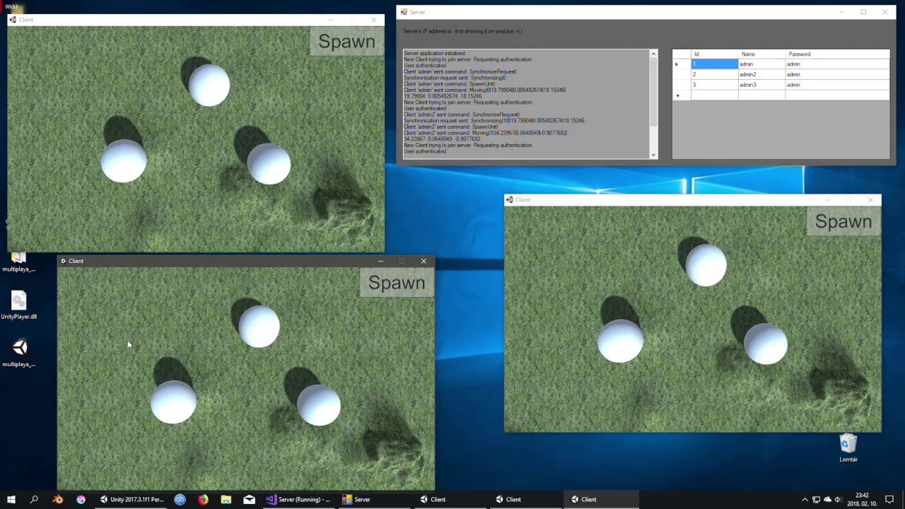Unity3D client-server-database communication using sockets free project ...