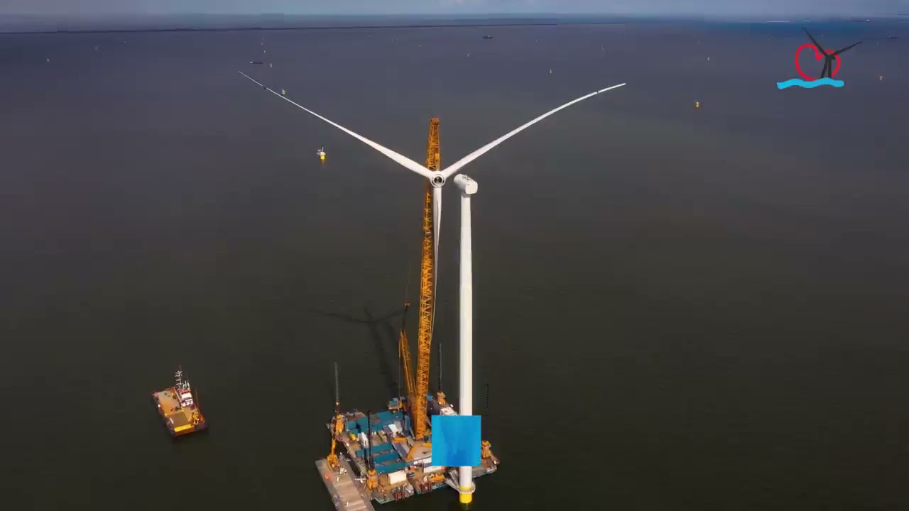 First Wind Turbine Installed on the Fryslân Wind Farm - YouTube
