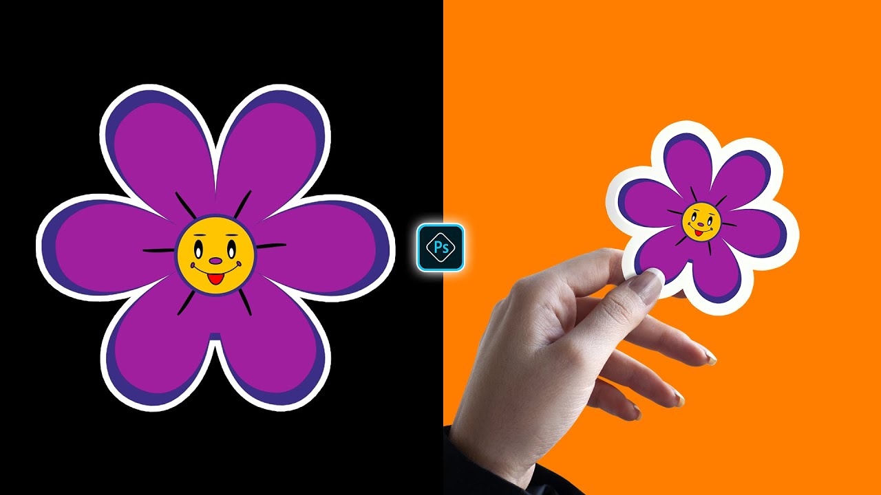 Happy Flower Sticker Design for Redbubble in Photoshop Tutorial - YouTube