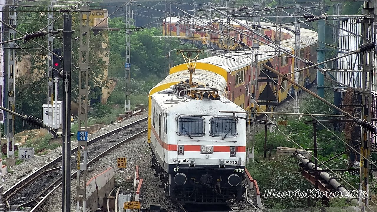 WAP7 DOUBLE DECKER SNAKE BANGALORE CHENNAI DD INAUGURAL RUN 22626 - YouTube