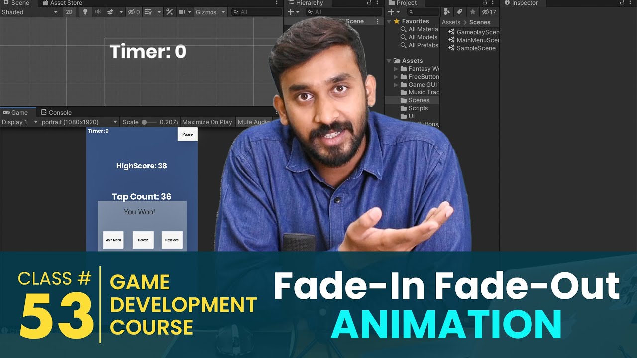 Game #1 - Tap Counter #24 - Adding Fade-in Fade-out Animation | Unity3d ...