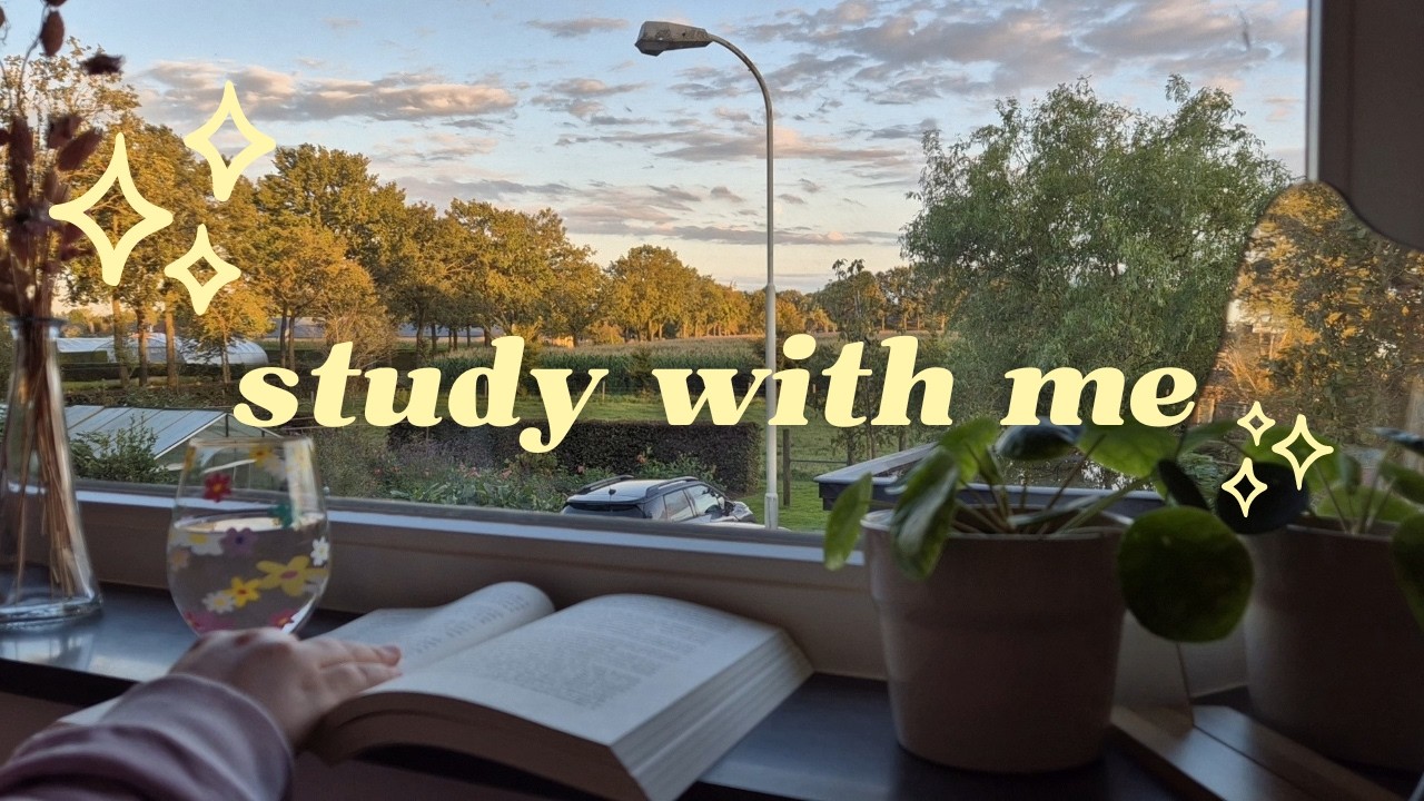 1 HOUR STUDY WITH ME 🌄📚 No music | Pomodoro 25/5 | Realtime sunset | Countdown+Alarm - YouTube