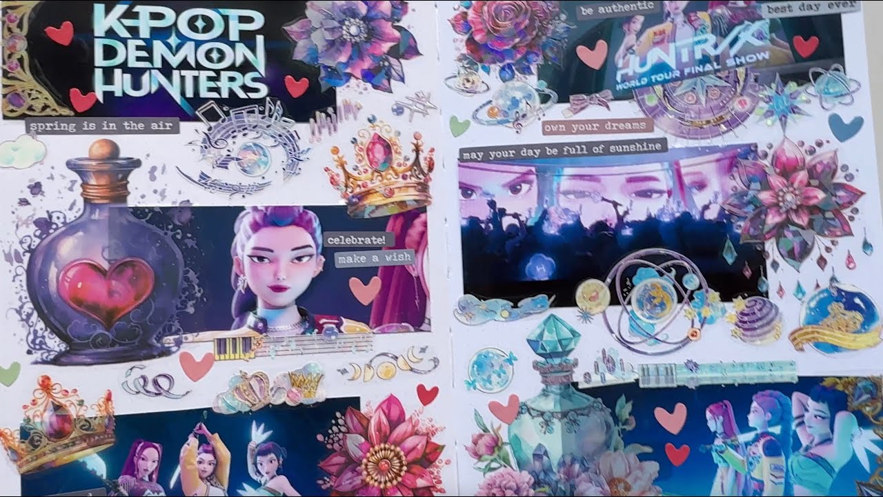 Kpop Demon Hunters 🌸💜 Journaling with me | Huntrix Journal Spread ...