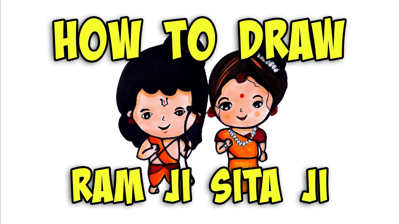 How To Draw Ram Ji Sita Ji | Easy Drawing and Coloring | Step By Step ...