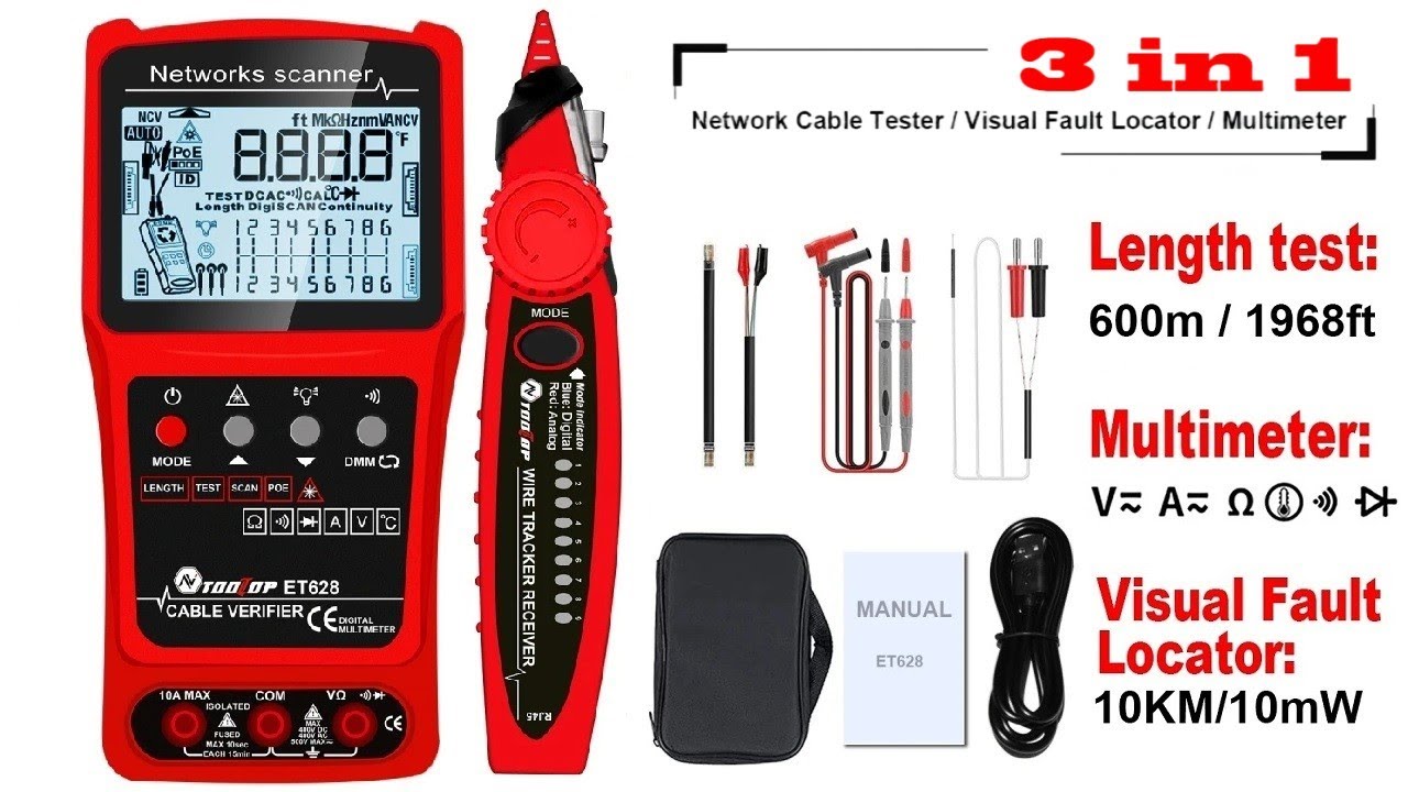 2023 Newest ET628 Network Cable Tester Visual Fault Locator Multimeter ...