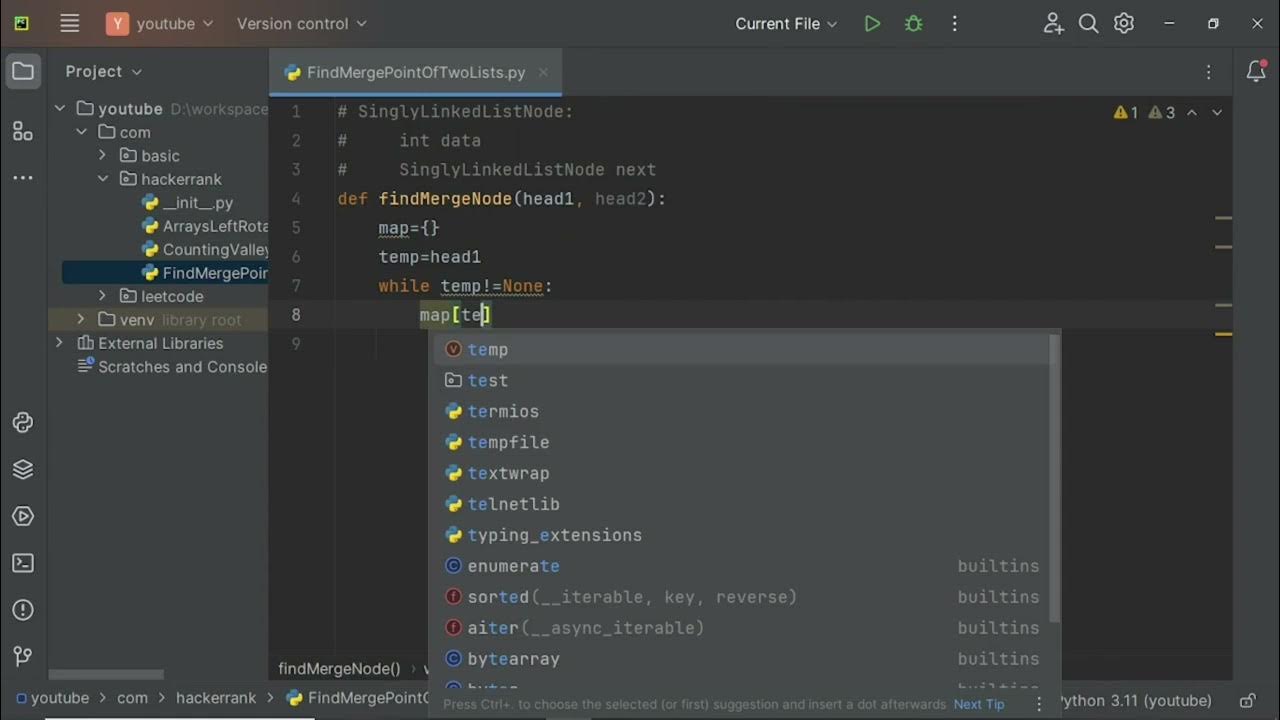 Hackerrank Merge Point of Two Lists - Solving the Linked List Intersection Problem" - YouTube