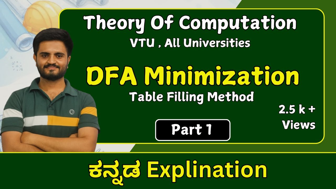 DFA Minimization - table filling method | theory of computation | VTU ...