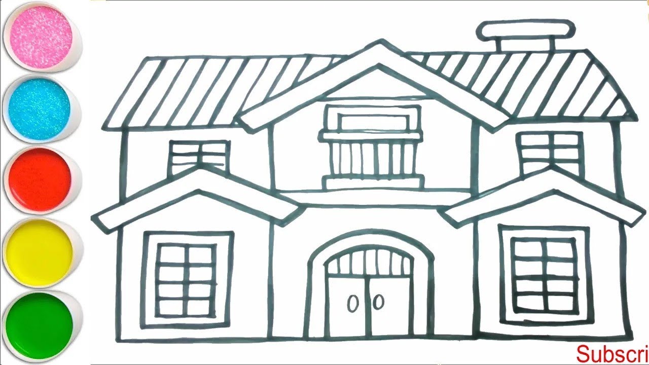 kids House Drawing, Painting, Coloring for Kids & Toddlers | Let's Draw ...