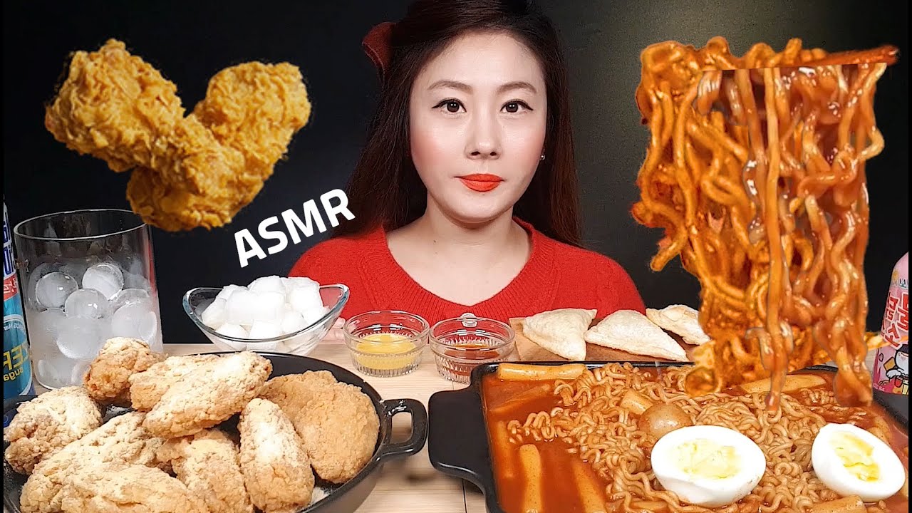 🔥신참 떡볶이 먹방 라볶이 🍗핫윙 황금올리브 치킨먹방 리얼사운드 먹방 Asmr Mukbang Tteokbokki Fried