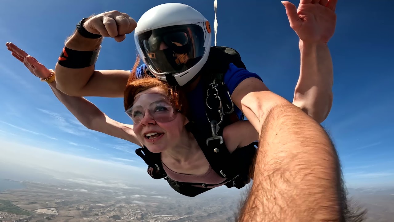 Sandra Corinna Hauck First Skydive! Tandem Jump from 10000 feet at iJump Gran Canaria - YouTube