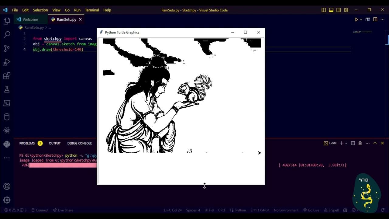 Draw Shri Ram Using Python Sketchpy Code | Python Programming Hub - YouTube