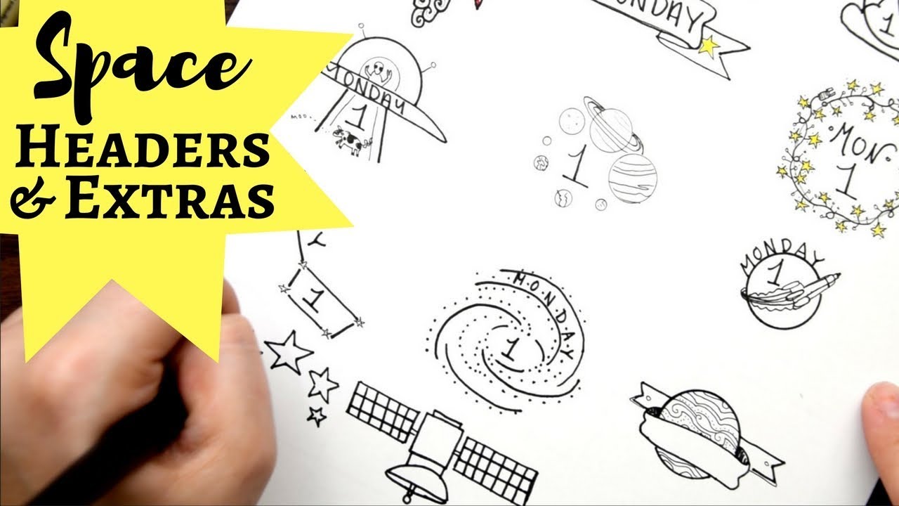SPACE Headers and Extras || BULLET JOURNAL IDEAS - YouTube