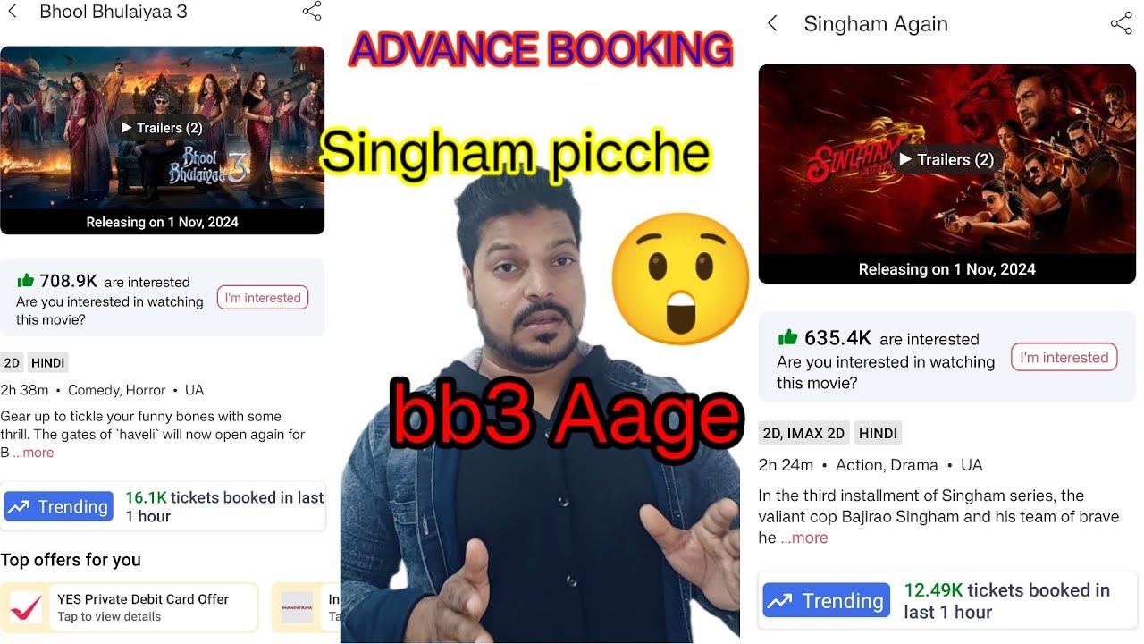 Advance Booking Report Singham Again And BB3 | Singham Again VS BB3 ...