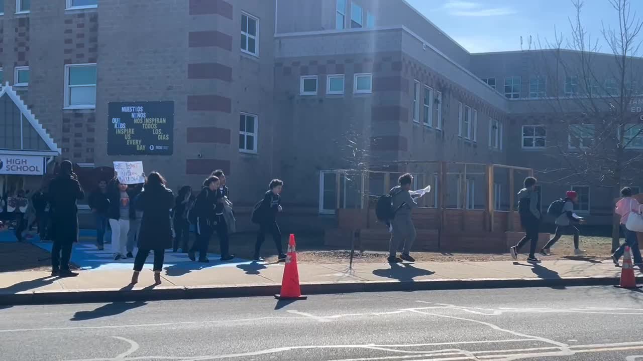 Students walk out from 360 High School in Providence - YouTube