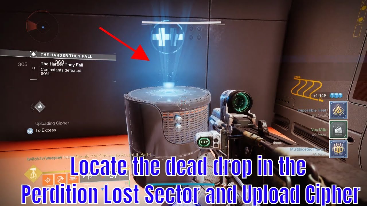 Destiny 2 - Locate the dead drop in the Perdition Lost Sector and ...