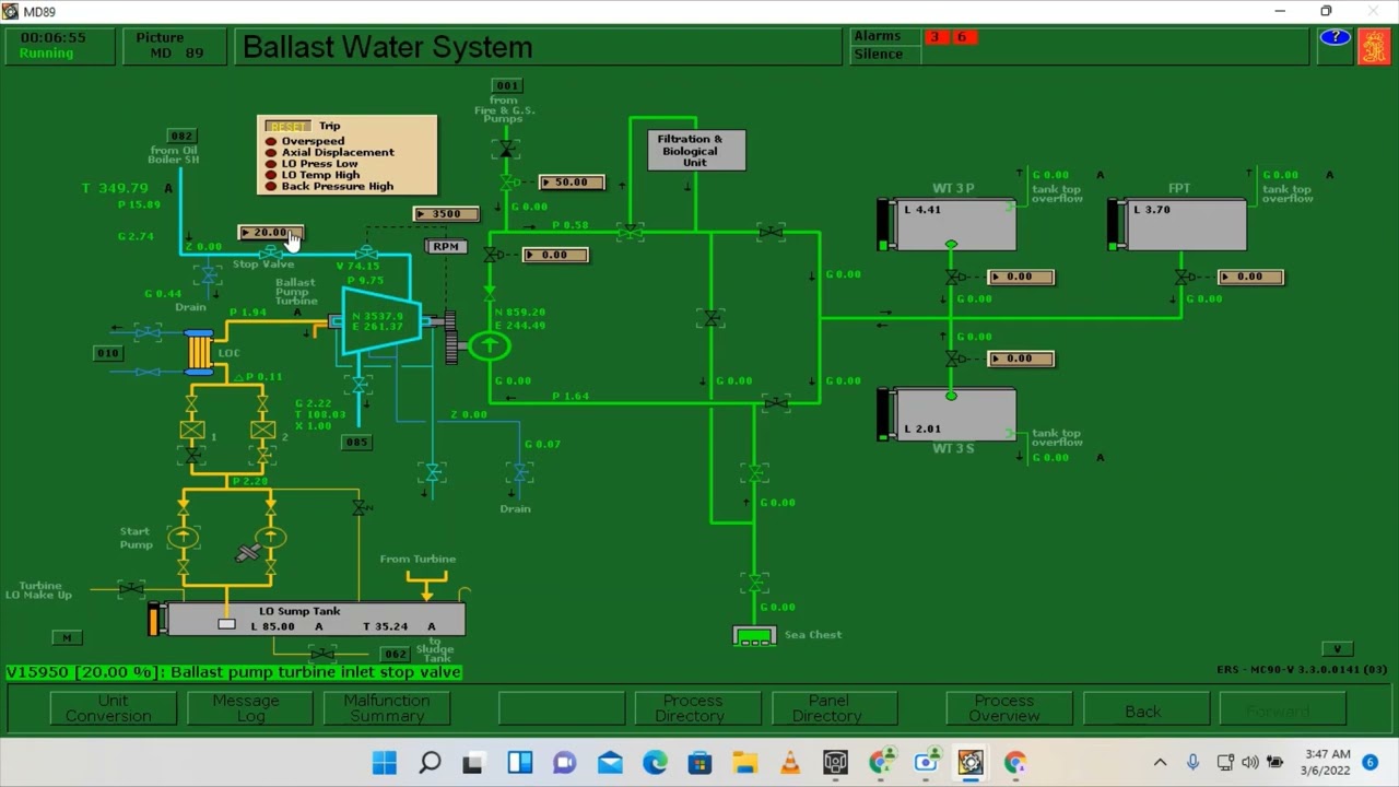 AUX MACH 211 BALLASTING OPERATION - YouTube
