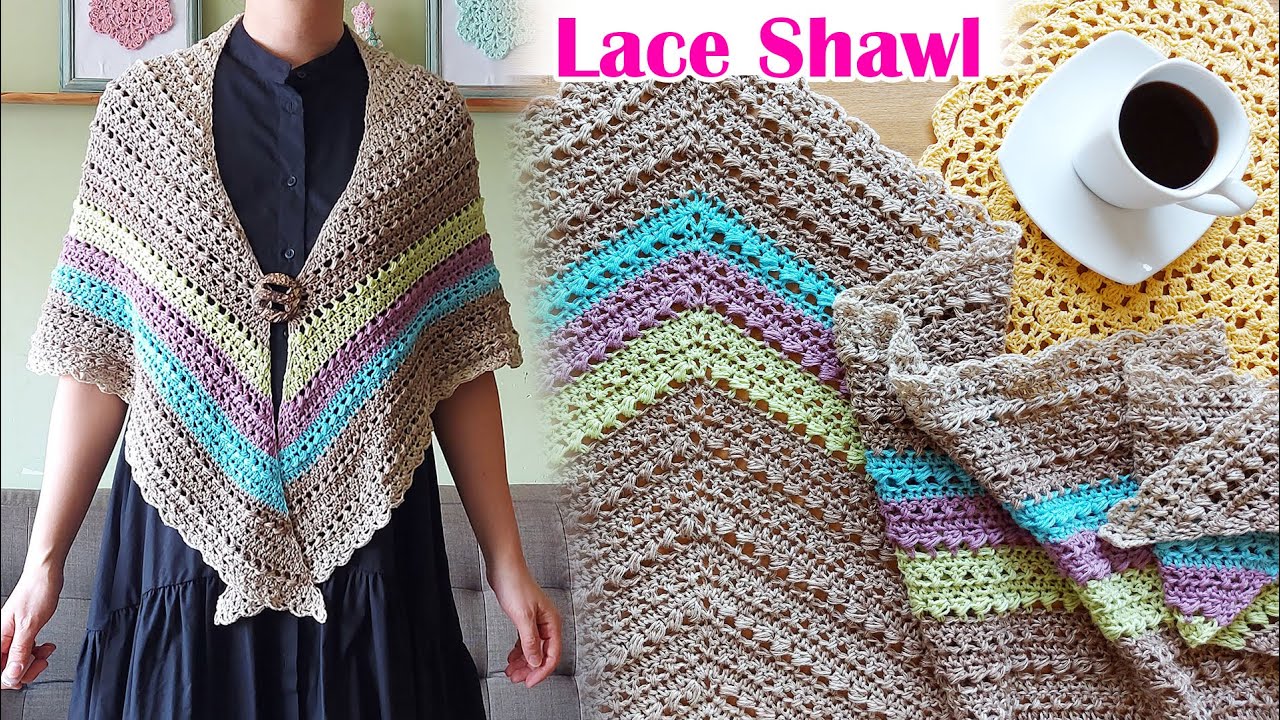 [ENG SUB] 1 Skein Lace Shawl - Chal Triangular Elegante y Fácil- Easy ...