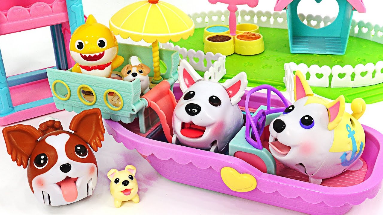 Let’s go Cubby puppies Boat & Baby shark! Save the puppy! #PinkyPopTOY ...