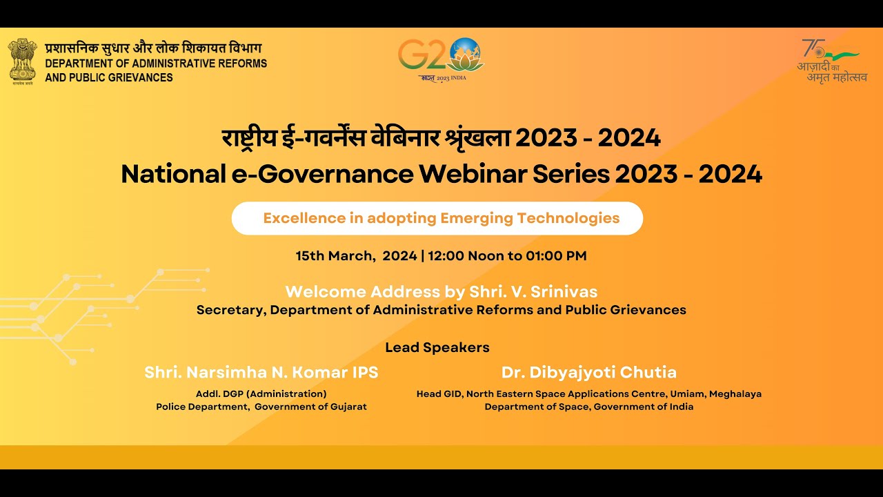 LIVE: National E-Governance Webinar Series 2023-2024 । 6th Webinar ...