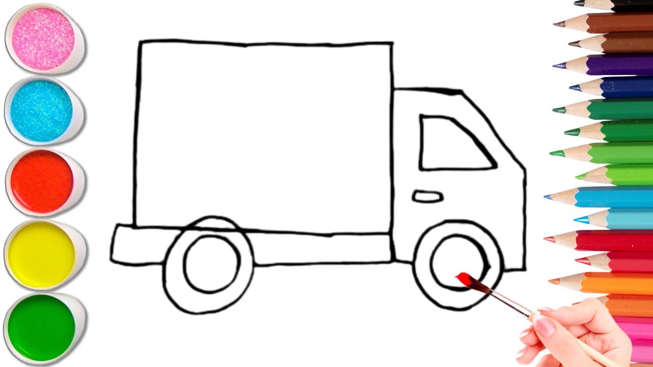 How To Draw cute Truck Drawing, Painting & Coloring For Kids and ...
