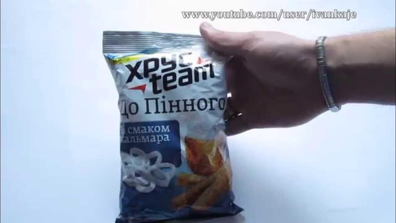 Сухарики Хрусteam Кальмар Обзор - YouTube
