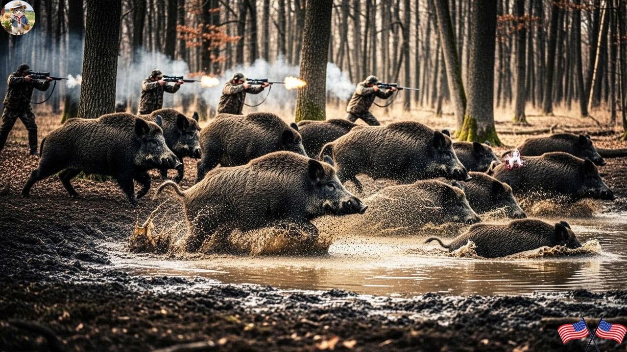Tracking Wild Boar - Hunter Discovers Herd Wild Boar - Perfect Shot ...