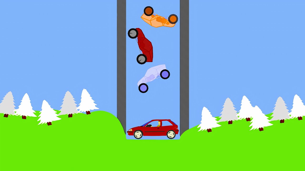 Cars Extreme Fall on Cars - Ultimate Algodoo Car Crashes - YouTube