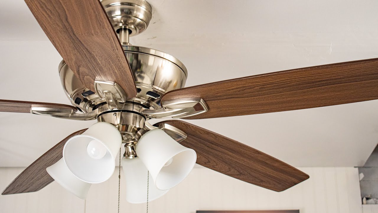 62" Brushed Nickel Harbor Breeze Macon Bay Ceiling Fan - YouTube