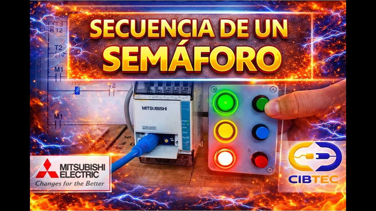 Practica 1 secuencia de un semáforo en PLC Mitsubishi - YouTube