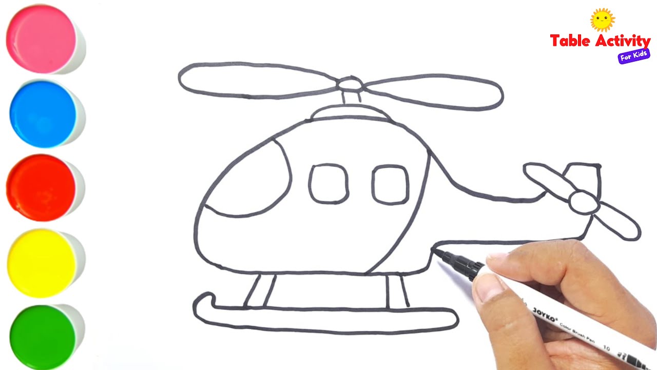 Easy Drawing and Coloring Helicopter | How To Draw Helicopter | Drawing ...