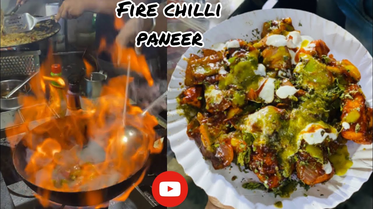 Street Style Fire 🔥 Chilli Paneer Making || Chinese Cooking || Street ...