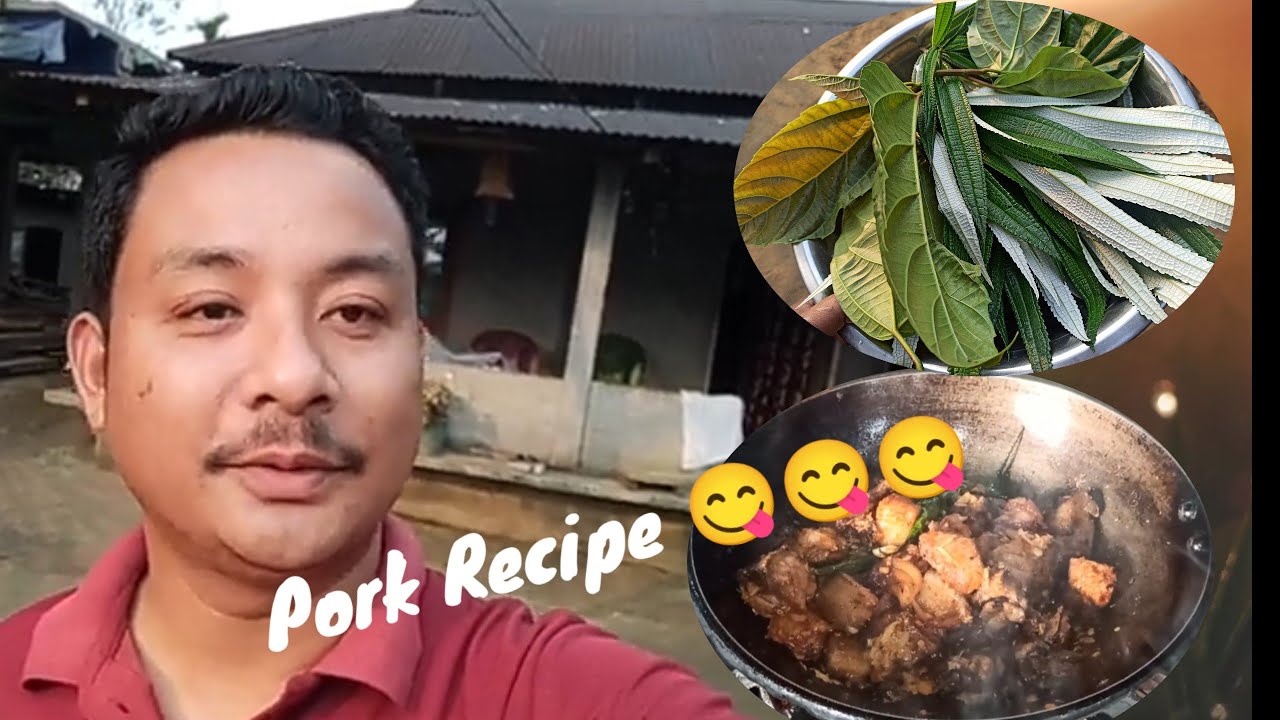 Pork meat with leafy vegetables Recipe ll Village coocking style ll ...