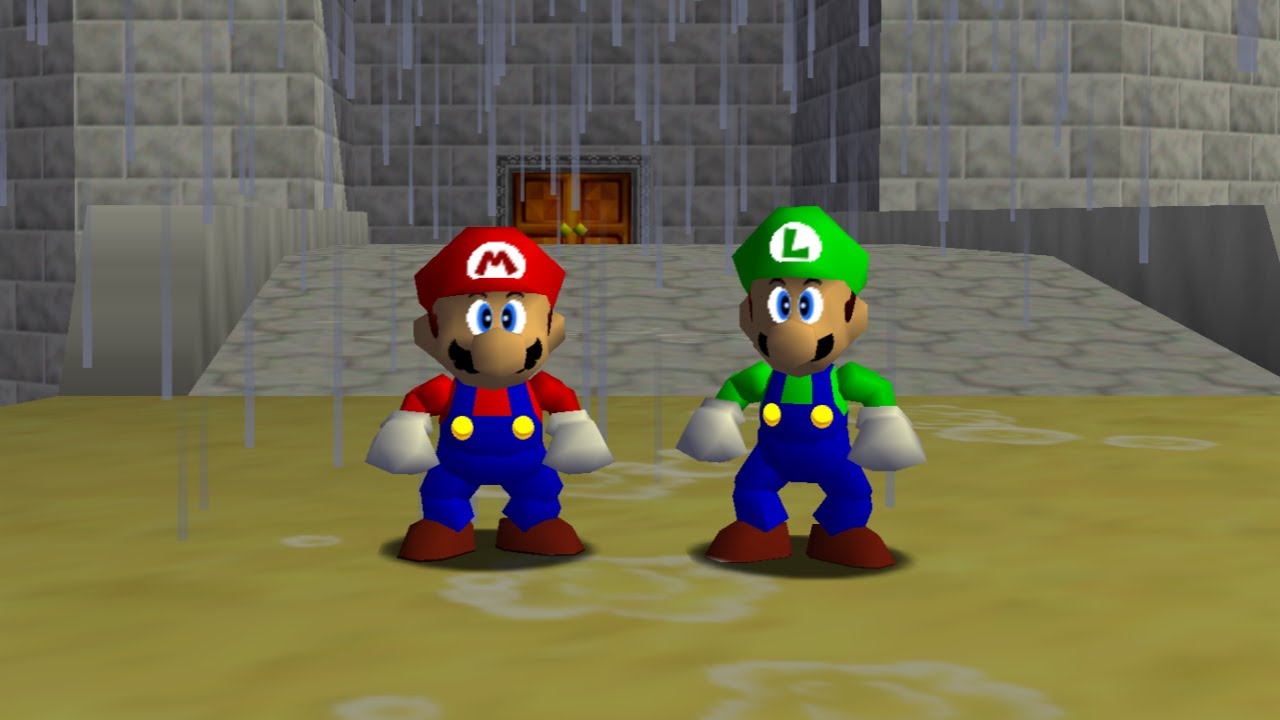 Mario and Luigi in Super Mario 64 with Rain - Full Game Walkthrough ...