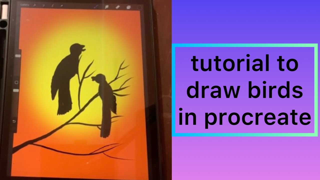 how to draw a birds scenary in procreate - YouTube