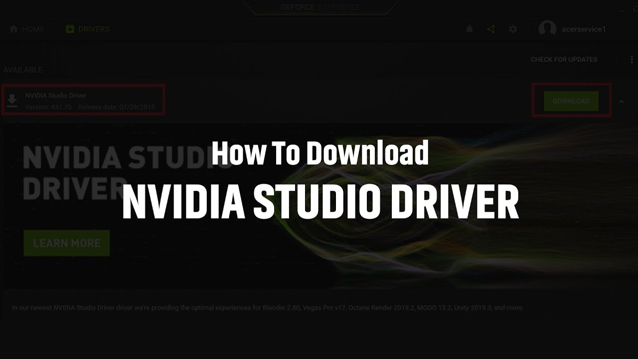 How to install Nvidia Studio Driver in Acer Concept D | Ryans Computers ...