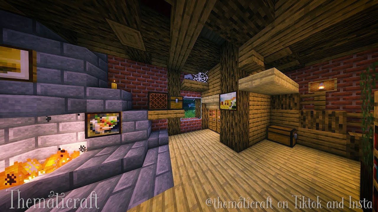 Minecraft Relaxing Fireplace and Rain Storm Ambience w/ Vanilla Music ...