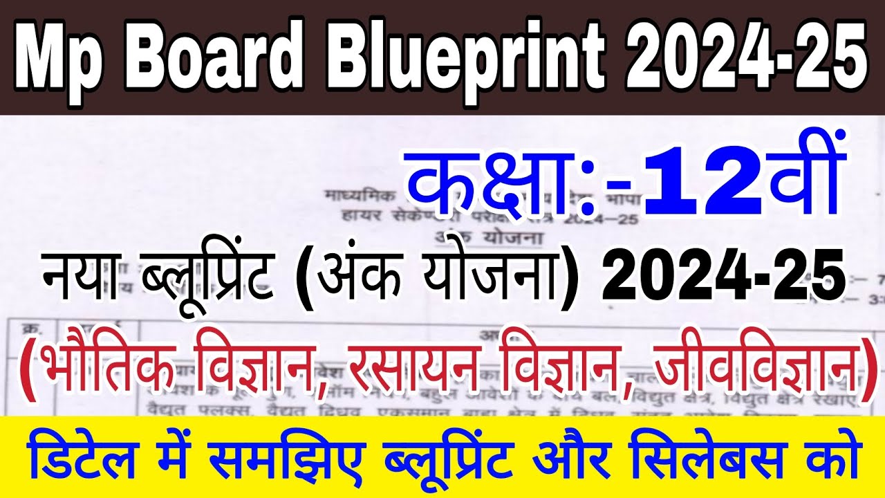 Class 12th science group blueprint 2024-25 | Mp Board Class 12th ...