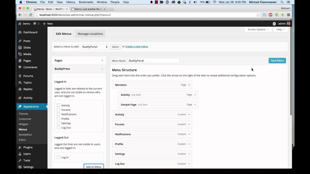 How to set up menus on Boss. theme - YouTube