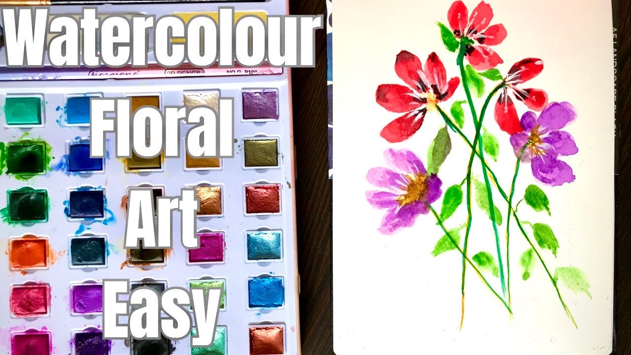 Red And Purple Flower Painting |watercolor Floral Artistry - YouTube