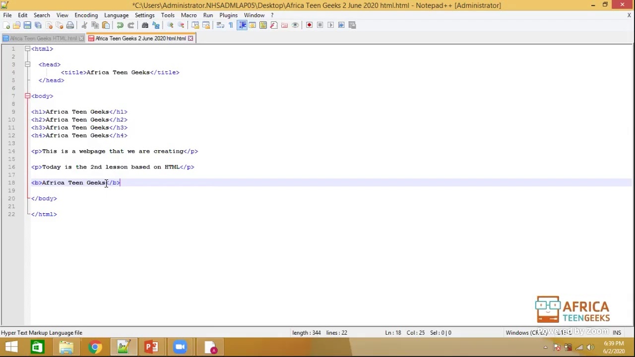 Grade 11 CAT, 2 June 2020 - The structure of an HTML file - YouTube
