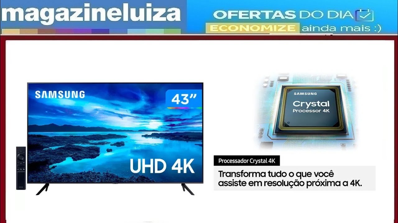 Smart TV 43” Crystal 4K Samsung 43AU7700 Wi-Fi - Bluetooth HDR Alexa ...
