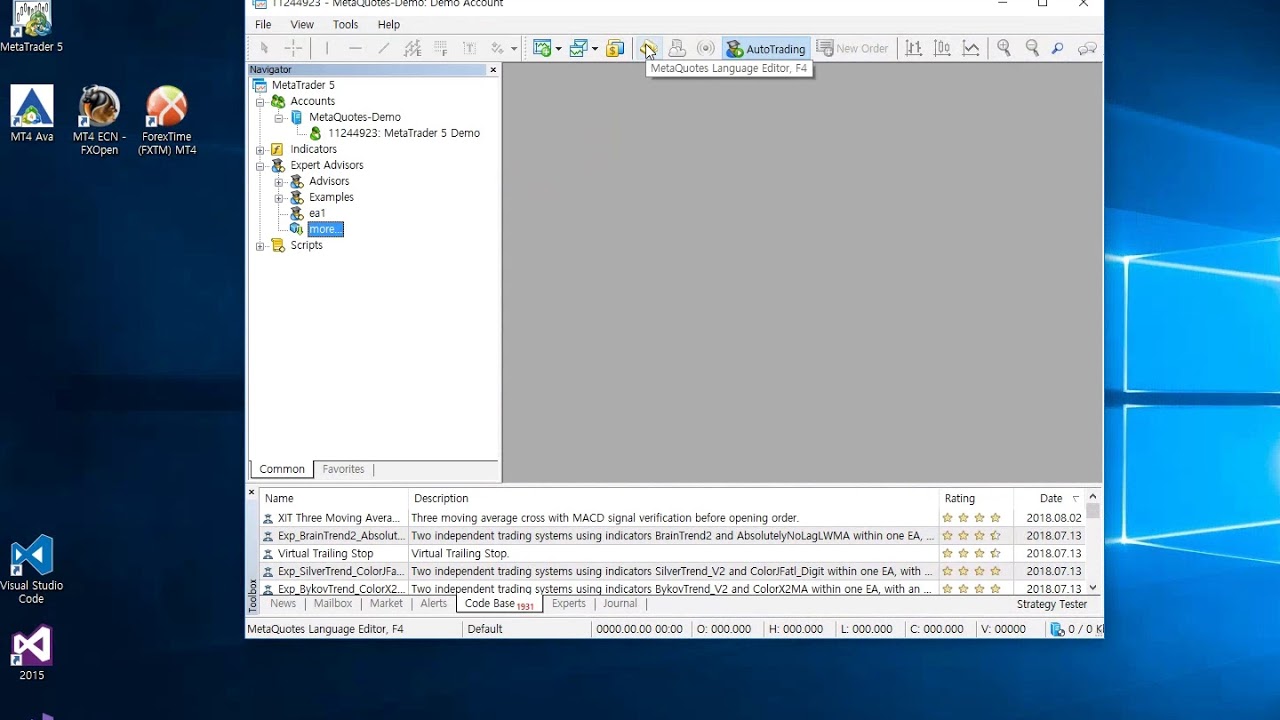 메타트레이더 5 MetaEditor 실행 - YouTube