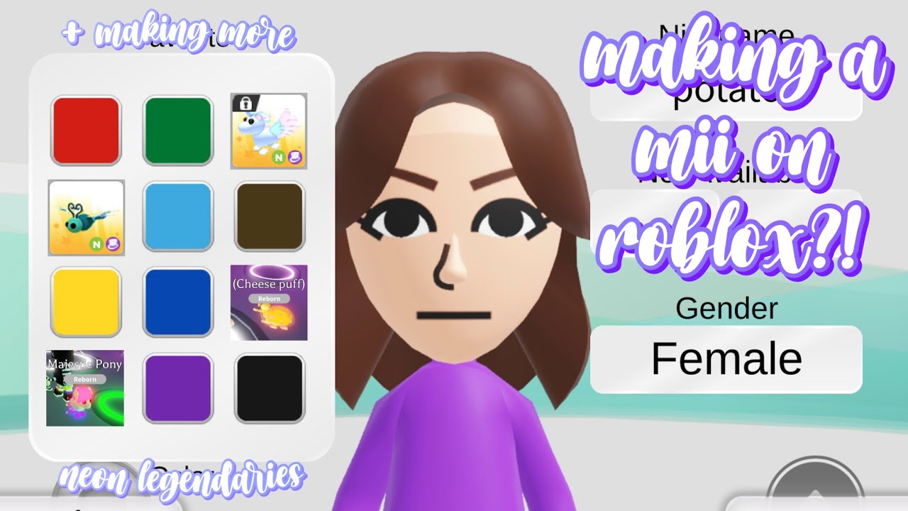 making a mii on roblox?! + clips from adopt me 💜 - YouTube