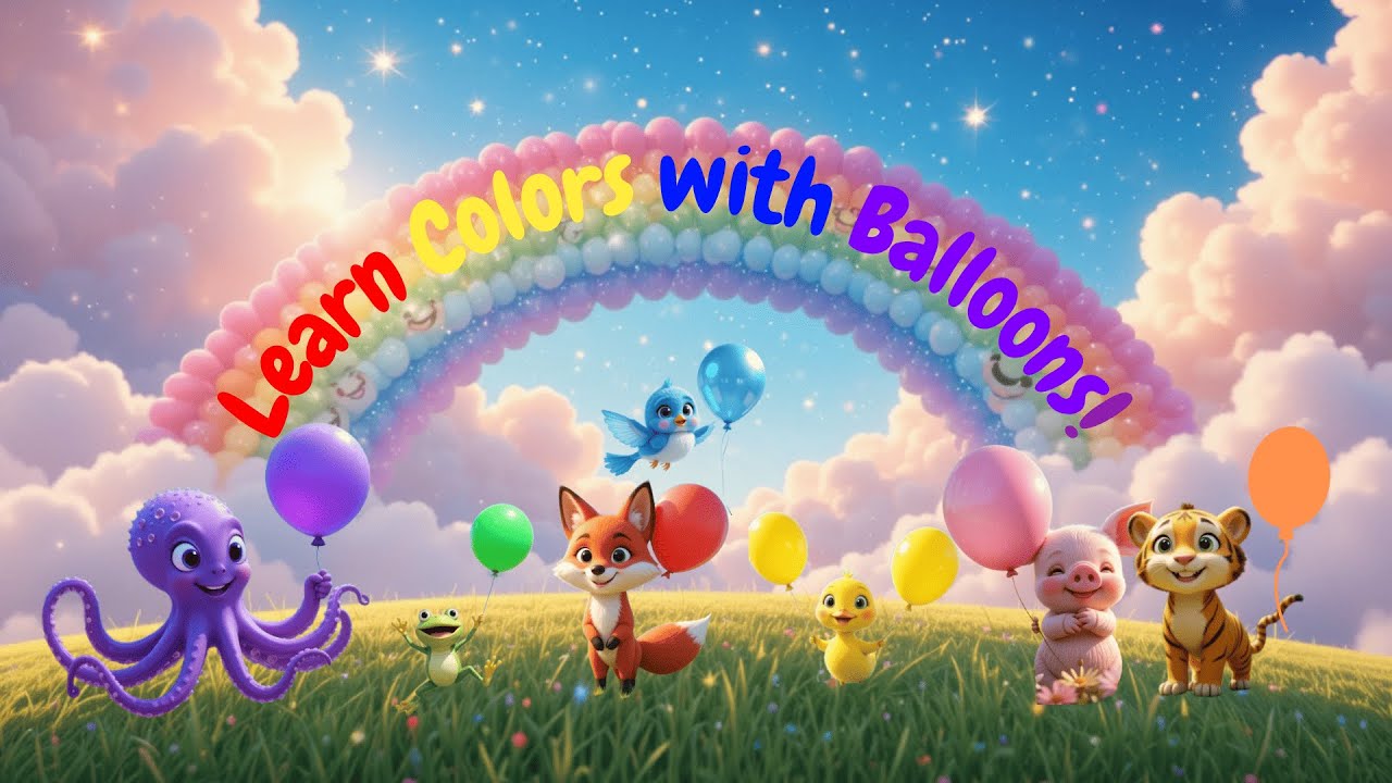 Colorful Balloon Song for Kids | Learn Colors with Animals and Fruits ...
